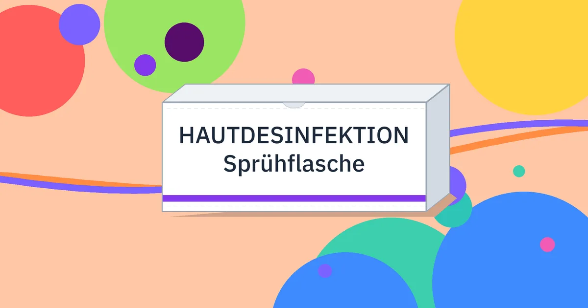 Symbolbild: Packung mit der Aufschrift HAUTDESINFEKTION Sprühflasche (PZN 08824539) – Verfügbarkeit und Bezug in Apotheken in Frankfurt am Main
