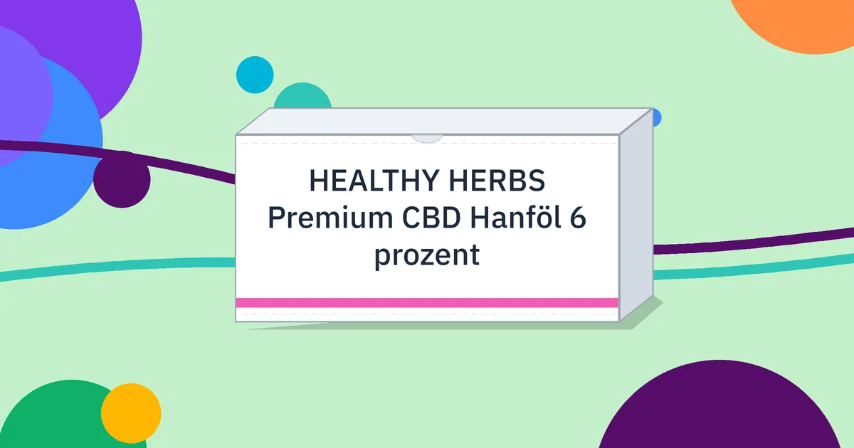 Symbolbild: Packung mit der Aufschrift HEALTHY HERBS Premium CBD Hanföl 6 prozent (PZN 16586249) – Verfügbarkeit und Bezug in Apotheken in Frankfurt am Main