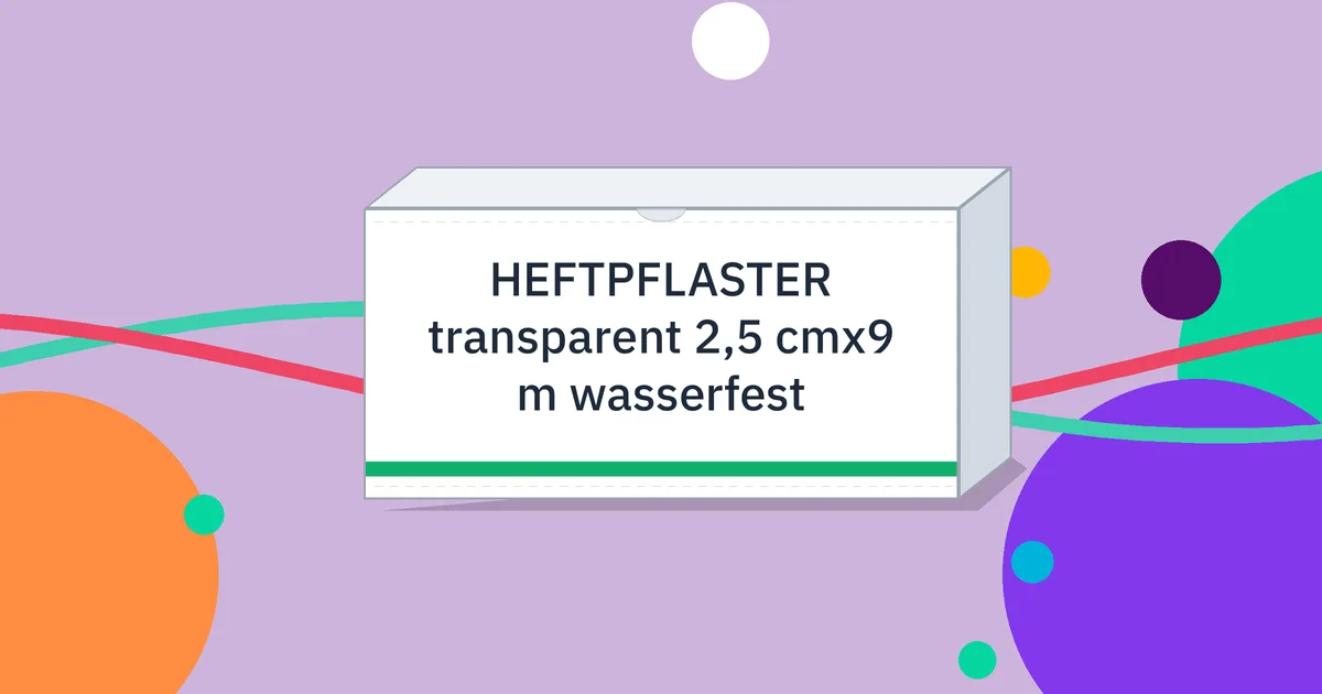Symbolbild: Packung mit der Aufschrift HEFTPFLASTER transparent 2,5 cmx9 m wasserfest (PZN 11224412) – Verfügbarkeit und Bezug in Apotheken in Frankfurt am Main
