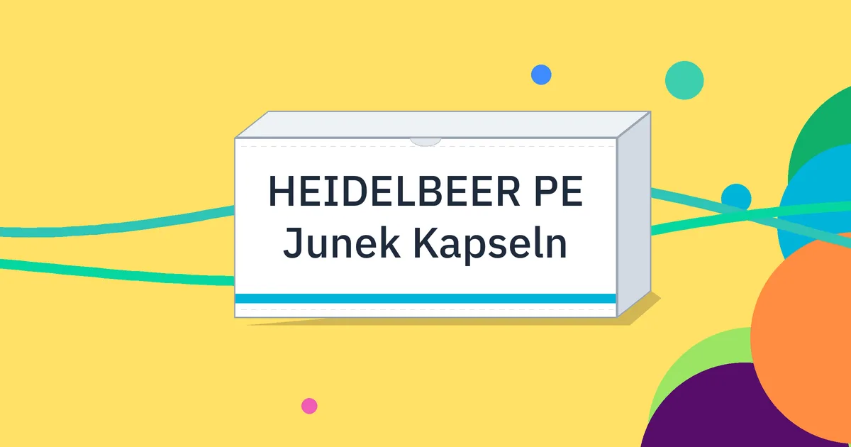Symbolbild: Packung mit der Aufschrift HEIDELBEER PE Junek Kapseln (PZN 10336333) – Verfügbarkeit und Bezug in Apotheken in Frankfurt am Main