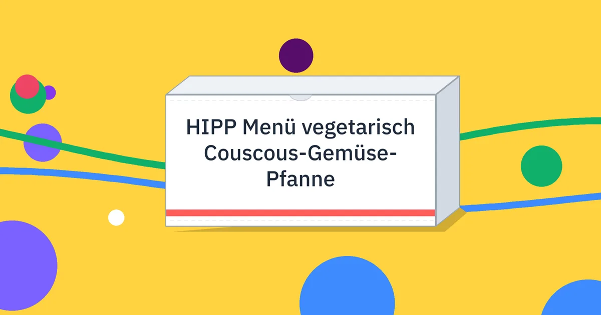 Symbolbild: Packung mit der Aufschrift HIPP Menü vegetarisch Couscous-Gemüse-Pfanne (PZN 19374766) – Verfügbarkeit und Bezug in Apotheken in Frankfurt am Main