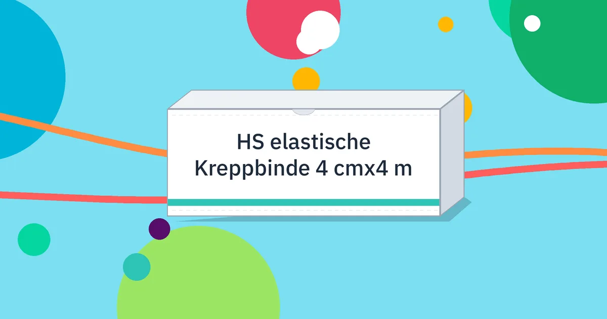 Symbolbild: Packung mit der Aufschrift HS elastische Kreppbinde 4 cmx4 m (PZN 03804319) – Verfügbarkeit und Bezug in Apotheken in Frankfurt am Main