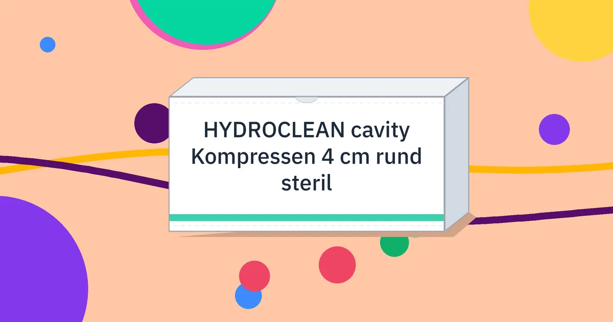 Symbolbild: Packung mit der Aufschrift HYDROCLEAN cavity Kompressen 4 cm rund steril (PZN 18127586) – Verfügbarkeit und Bezug in Apotheken in Frankfurt am Main