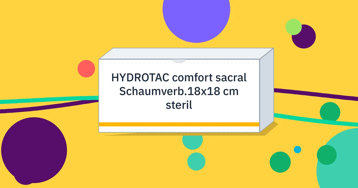Symbolbild: Packung mit der Aufschrift HYDROTAC comfort sacral Schaumverb.18x18 cm steril (PZN 16511932) – Verfügbarkeit und Bezug in Apotheken in Frankfurt am Main