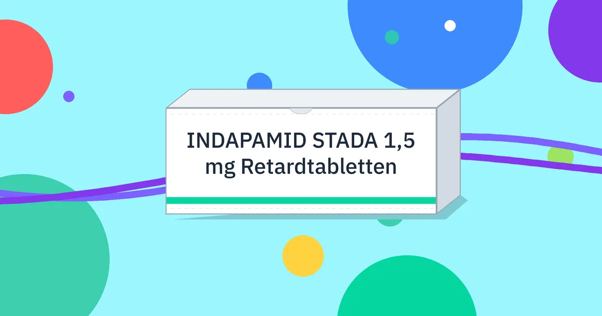 Symbolbild: Packung mit der Aufschrift INDAPAMID STADA 1,5 mg Retardtabletten (PZN 17848912) – Verfügbarkeit und Bezug in Apotheken in Frankfurt am Main