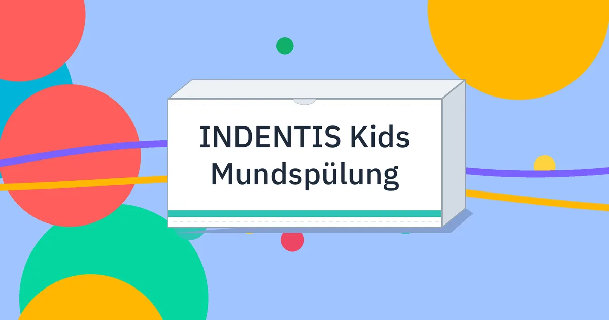 Symbolbild: Packung mit der Aufschrift INDENTIS Kids Mundspülung (PZN 20187437) – Verfügbarkeit und Bezug in Apotheken in Frankfurt am Main