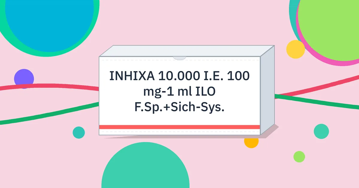 Symbolbild: Packung mit der Aufschrift INHIXA 10.000 I.E. 100 mg-1 ml ILO F.Sp.+Sich-Sys. (PZN 13415547) – Verfügbarkeit und Bezug in Apotheken in Frankfurt am Main
