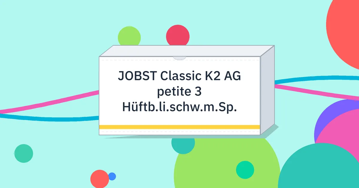 Symbolbild: Packung mit der Aufschrift JOBST Classic K2 AG petite 3 Hüftb.li.schw.m.Sp. (PZN 13064378) – Verfügbarkeit und Bezug in Apotheken in Frankfurt am Main