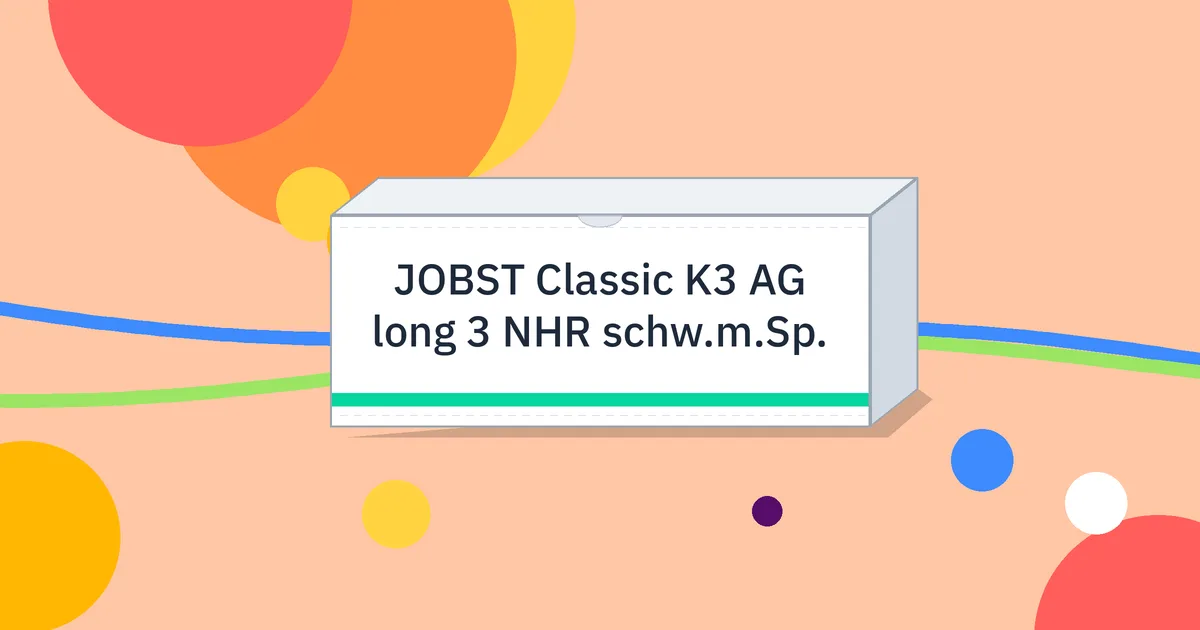 Symbolbild: Packung mit der Aufschrift JOBST Classic K3 AG long 3 NHR schw.m.Sp. (PZN 13071734) – Verfügbarkeit und Bezug in Apotheken in Frankfurt am Main