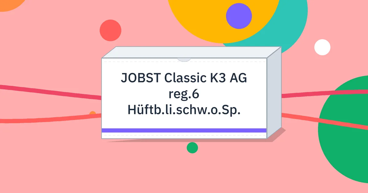 Symbolbild: Packung mit der Aufschrift JOBST Classic K3 AG reg.6 Hüftb.li.schw.o.Sp. (PZN 13075749) – Verfügbarkeit und Bezug in Apotheken in Frankfurt am Main