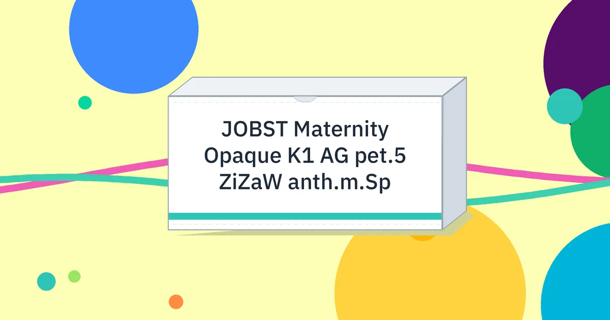 Symbolbild: Packung mit der Aufschrift JOBST Maternity Opaque K1 AG pet.5 ZiZaW anth.m.Sp (PZN 15855144) – Verfügbarkeit und Bezug in Apotheken in Frankfurt am Main