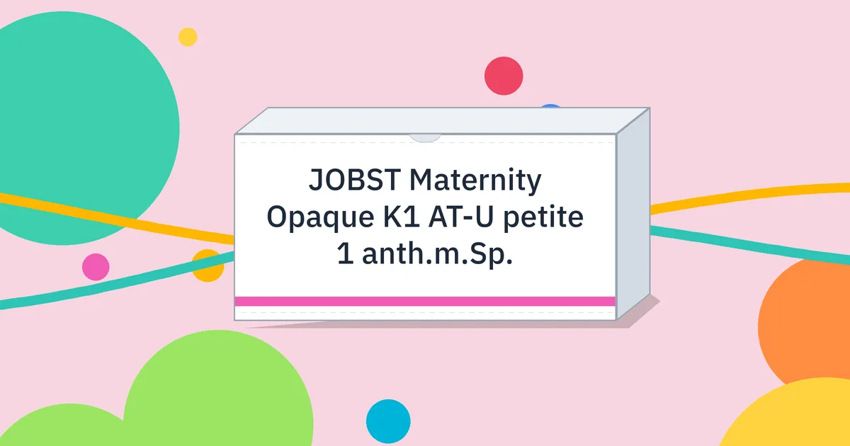 Symbolbild: Packung mit der Aufschrift JOBST Maternity Opaque K1 AT-U petite 1 anth.m.Sp. (PZN 15855380) – Verfügbarkeit und Bezug in Apotheken in Frankfurt am Main
