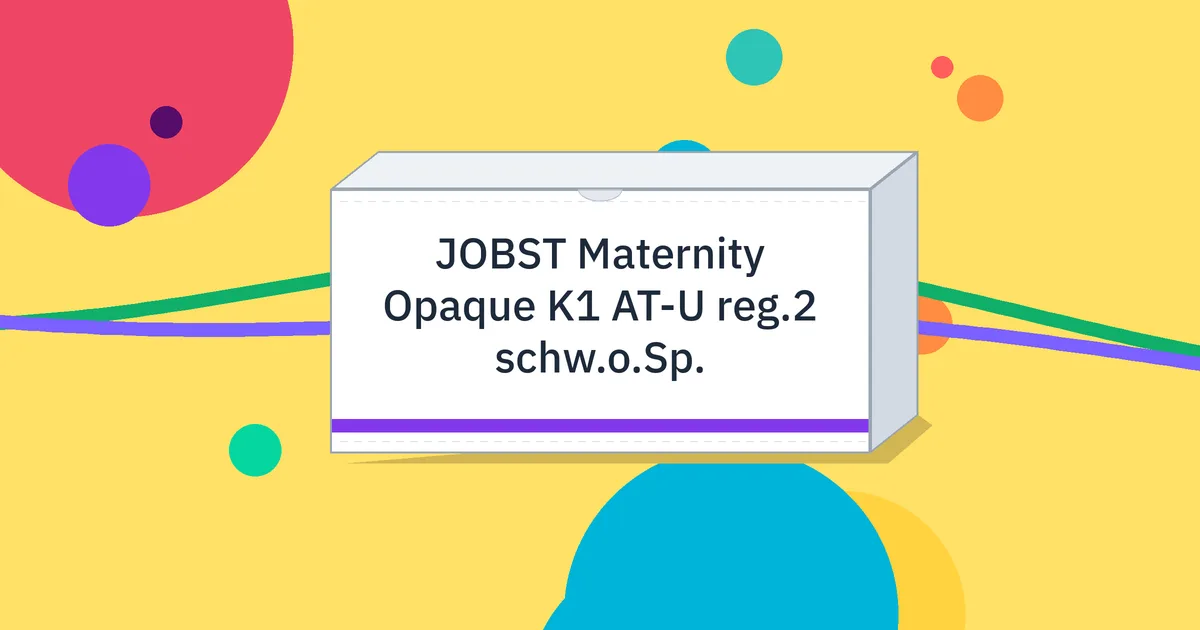 Symbolbild: Packung mit der Aufschrift JOBST Maternity Opaque K1 AT-U reg.2 schw.o.Sp. (PZN 15852803) – Verfügbarkeit und Bezug in Apotheken in Frankfurt am Main