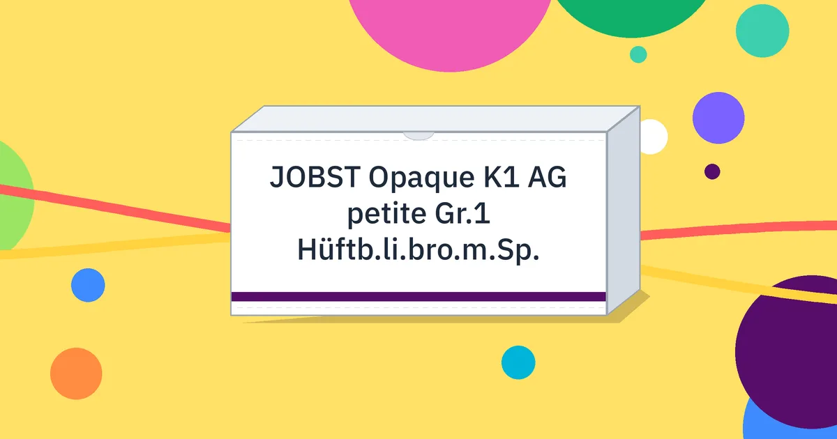 Symbolbild: Packung mit der Aufschrift JOBST Opaque K1 AG petite Gr.1 Hüftb.li.bro.m.Sp. (PZN 13097426) – Verfügbarkeit und Bezug in Apotheken in Frankfurt am Main