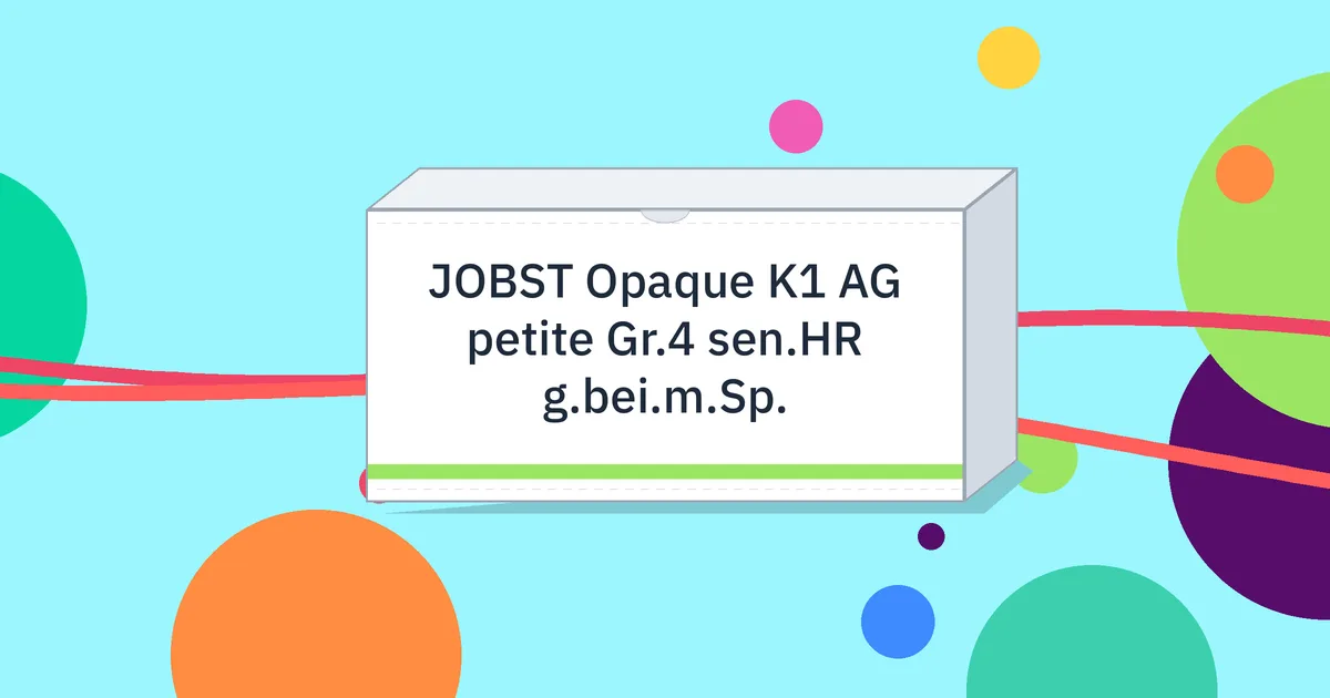 Symbolbild: Packung mit der Aufschrift JOBST Opaque K1 AG petite Gr.4 sen.HR g.bei.m.Sp. (PZN 16269313) – Verfügbarkeit und Bezug in Apotheken in Frankfurt am Main