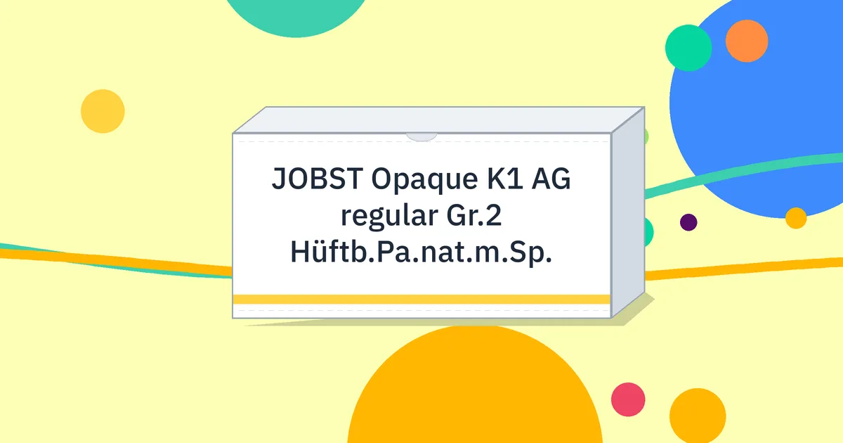 Symbolbild: Packung mit der Aufschrift JOBST Opaque K1 AG regular Gr.2 Hüftb.Pa.nat.m.Sp. (PZN 13100559) – Verfügbarkeit und Bezug in Apotheken in Frankfurt am Main
