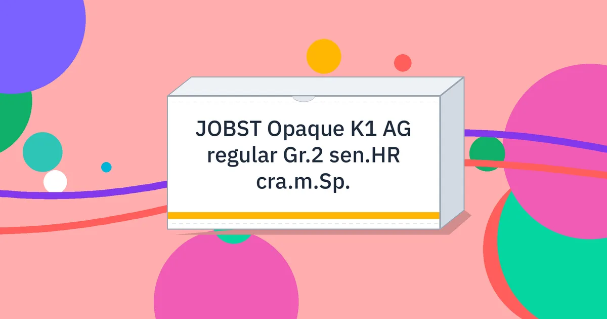 Symbolbild: Packung mit der Aufschrift JOBST Opaque K1 AG regular Gr.2 sen.HR cra.m.Sp. (PZN 13092506) – Verfügbarkeit und Bezug in Apotheken in Frankfurt am Main