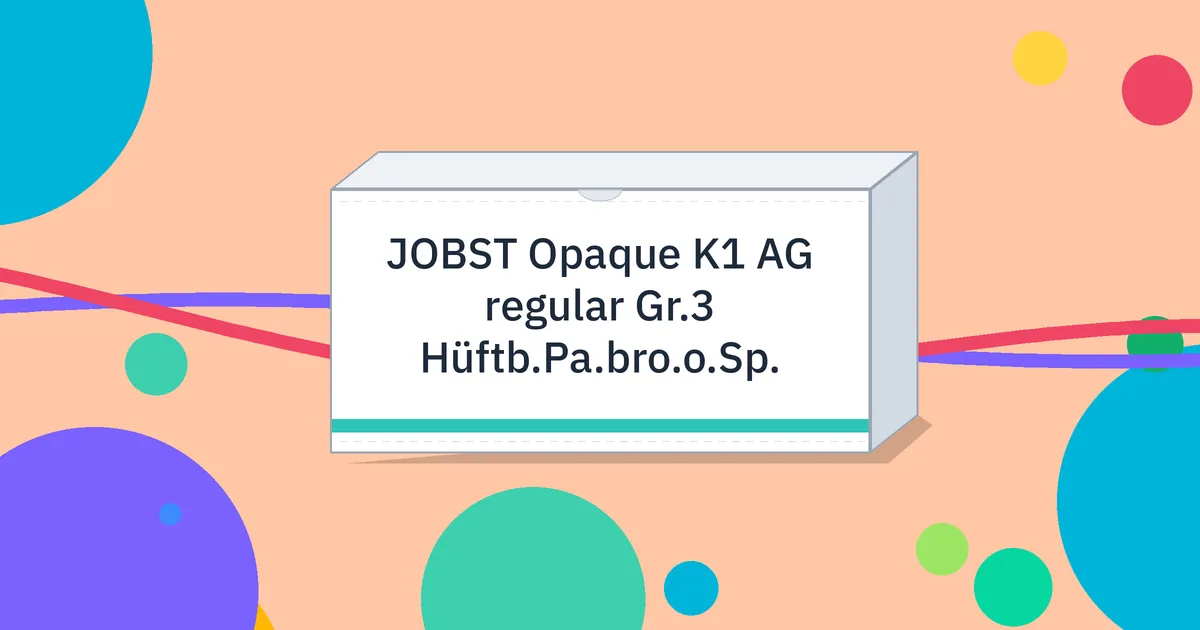 Symbolbild: Packung mit der Aufschrift JOBST Opaque K1 AG regular Gr.3 Hüftb.Pa.bro.o.Sp. (PZN 13100683) – Verfügbarkeit und Bezug in Apotheken in Frankfurt am Main