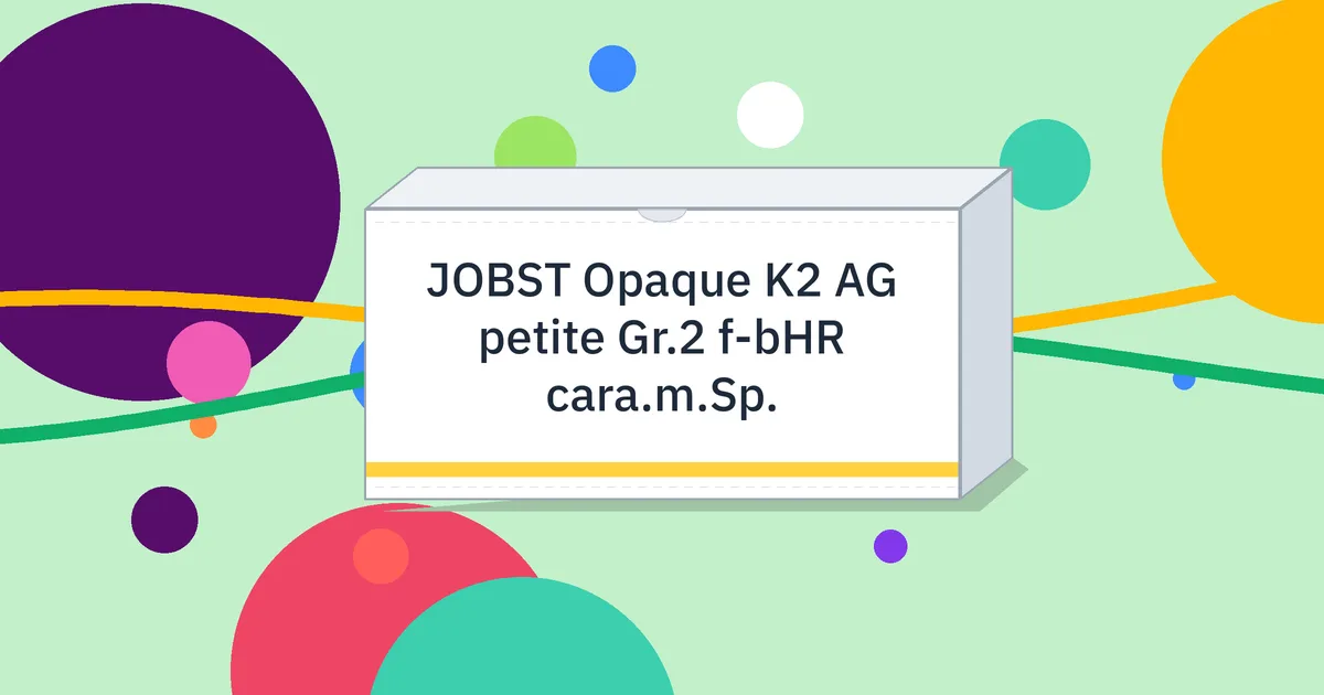 Symbolbild: Packung mit der Aufschrift JOBST Opaque K2 AG petite Gr.2 f-bHR cara.m.Sp. (PZN 10723596) – Verfügbarkeit und Bezug in Apotheken in Frankfurt am Main