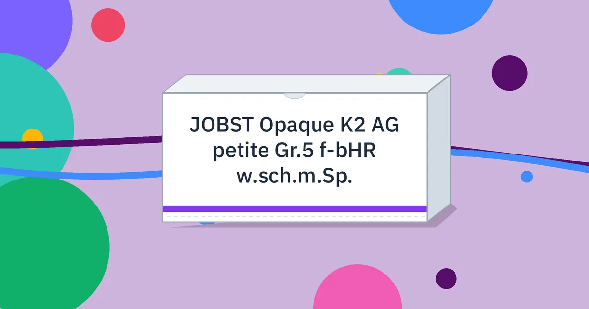 Symbolbild: Packung mit der Aufschrift JOBST Opaque K2 AG petite Gr.5 f-bHR w.sch.m.Sp. (PZN 11255890) – Verfügbarkeit und Bezug in Apotheken in Frankfurt am Main