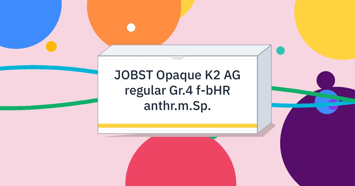 Symbolbild: Packung mit der Aufschrift JOBST Opaque K2 AG regular Gr.4 f-bHR anthr.m.Sp. (PZN 16282733) – Verfügbarkeit und Bezug in Apotheken in Frankfurt am Main