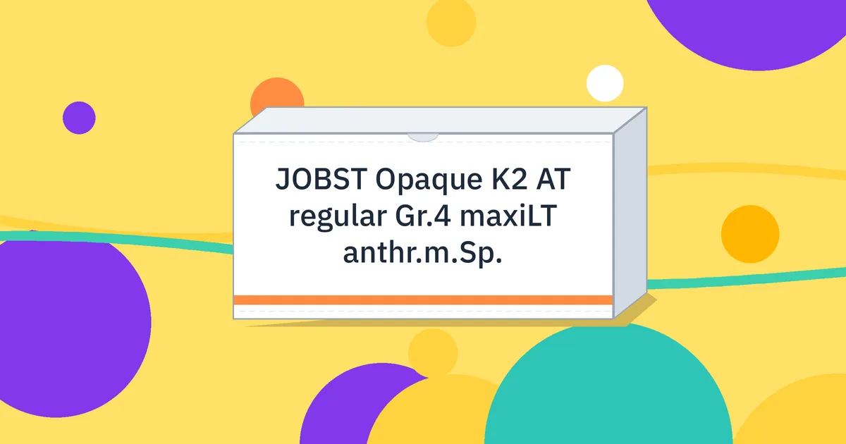 Symbolbild: Packung mit der Aufschrift JOBST Opaque K2 AT regular Gr.4 maxiLT anthr.m.Sp. (PZN 16289066) – Verfügbarkeit und Bezug in Apotheken in Frankfurt am Main