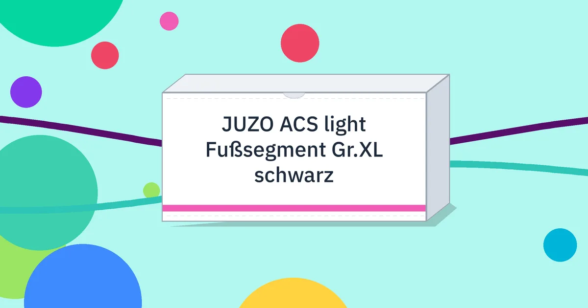 Symbolbild: Packung mit der Aufschrift JUZO ACS light Fußsegment Gr.XL schwarz (PZN 13575400) – Verfügbarkeit und Bezug in Apotheken in Frankfurt am Main