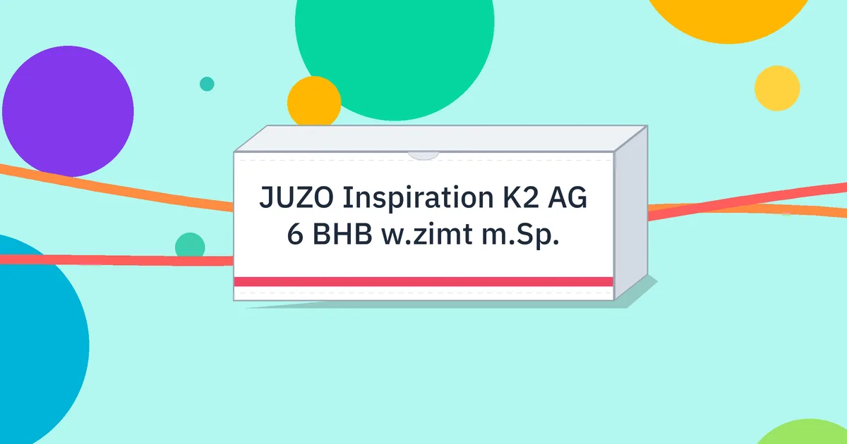 Symbolbild: Packung mit der Aufschrift JUZO Inspiration K2 AG 6 BHB w.zimt m.Sp. (PZN 14848604) – Verfügbarkeit und Bezug in Apotheken in Frankfurt am Main