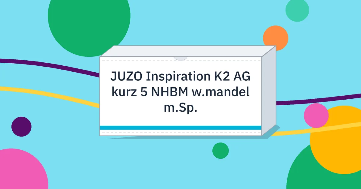 Symbolbild: Packung mit der Aufschrift JUZO Inspiration K2 AG kurz 5 NHBM w.mandel m.Sp. (PZN 14922973) – Verfügbarkeit und Bezug in Apotheken in Frankfurt am Main