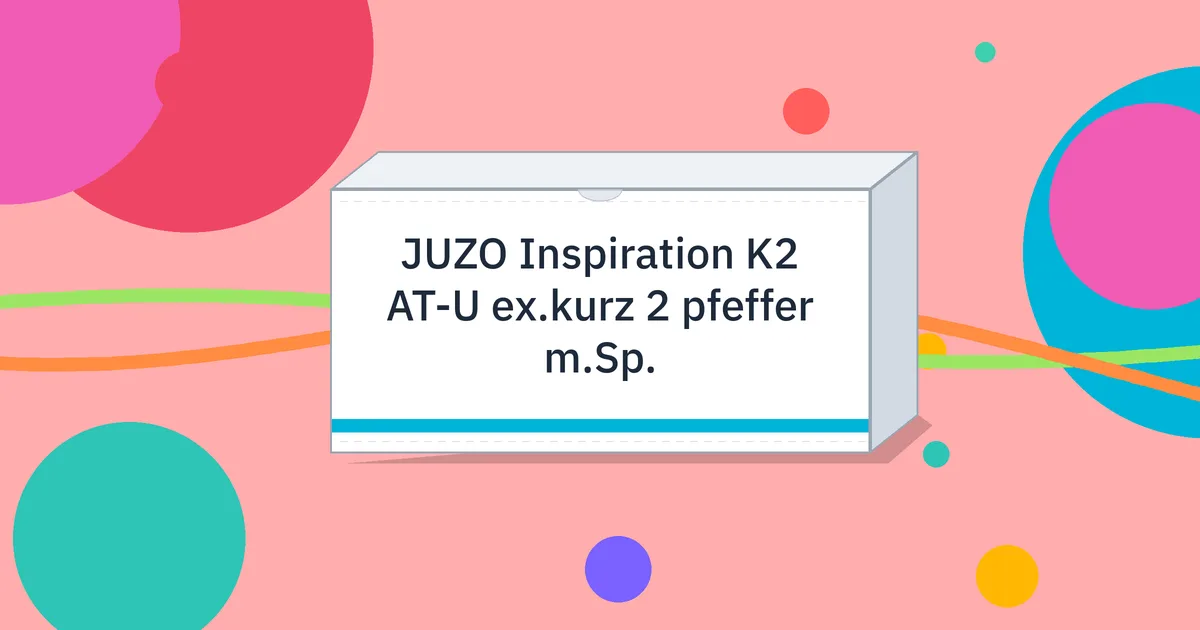 Symbolbild: Packung mit der Aufschrift JUZO Inspiration K2 AT-U ex.kurz 2 pfeffer m.Sp. (PZN 14965824) – Verfügbarkeit und Bezug in Apotheken in Frankfurt am Main