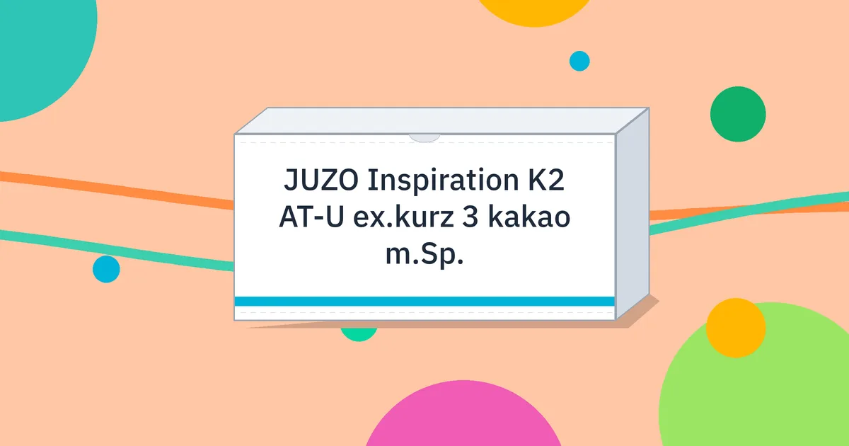 Symbolbild: Packung mit der Aufschrift JUZO Inspiration K2 AT-U ex.kurz 3 kakao m.Sp. (PZN 14952520) – Verfügbarkeit und Bezug in Apotheken in Frankfurt am Main
