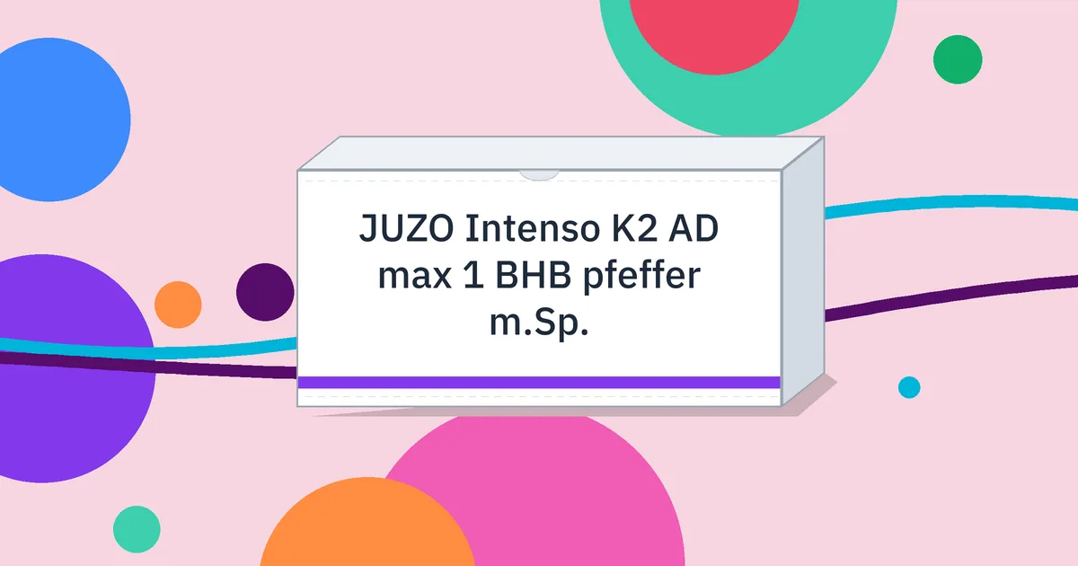 Symbolbild: Packung mit der Aufschrift JUZO Intenso K2 AD max 1 BHB pfeffer m.Sp. (PZN 18616109) – Verfügbarkeit und Bezug in Apotheken in Frankfurt am Main