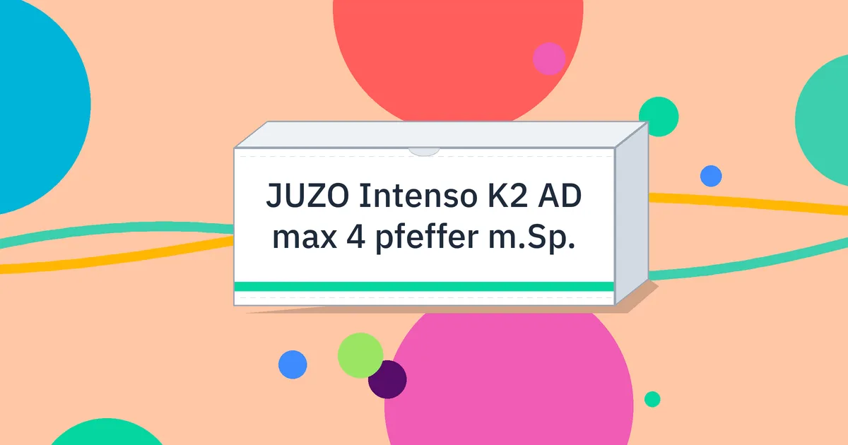 Symbolbild: Packung mit der Aufschrift JUZO Intenso K2 AD max 4 pfeffer m.Sp. (PZN 18609078) – Verfügbarkeit und Bezug in Apotheken in Frankfurt am Main