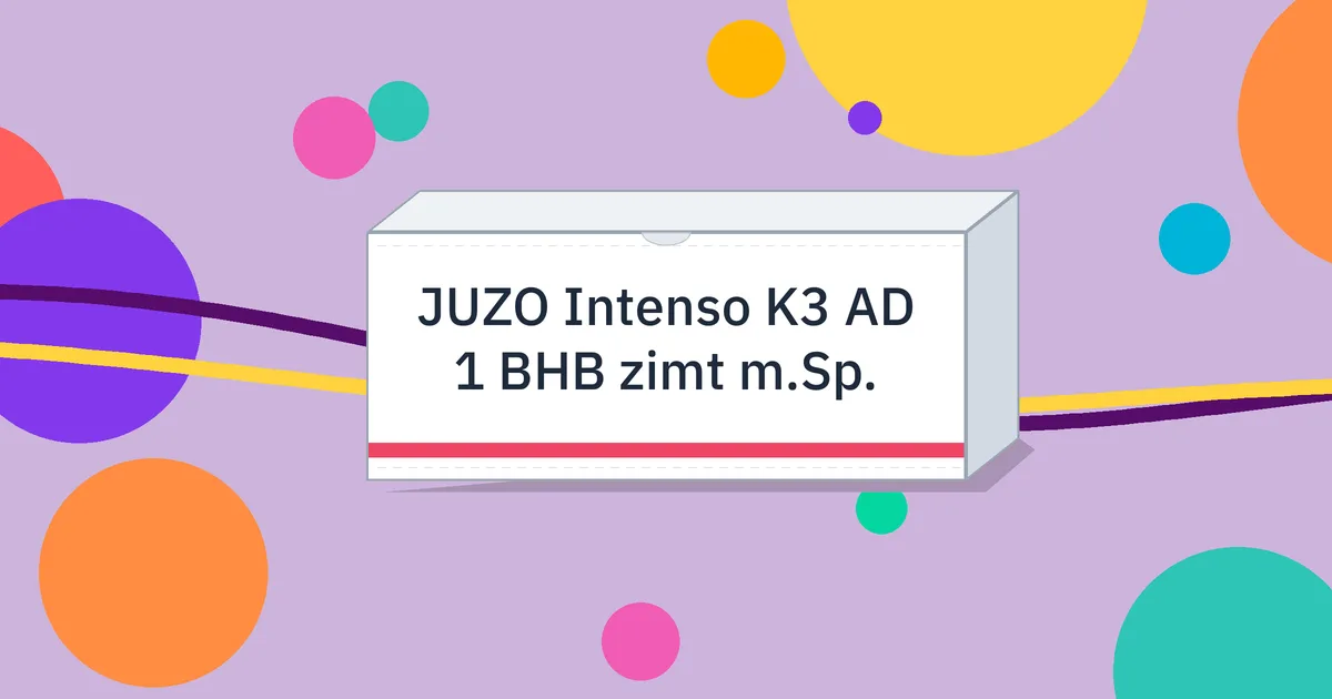 Symbolbild: Packung mit der Aufschrift JUZO Intenso K3 AD 1 BHB zimt m.Sp. (PZN 18634283) – Verfügbarkeit und Bezug in Apotheken in Frankfurt am Main