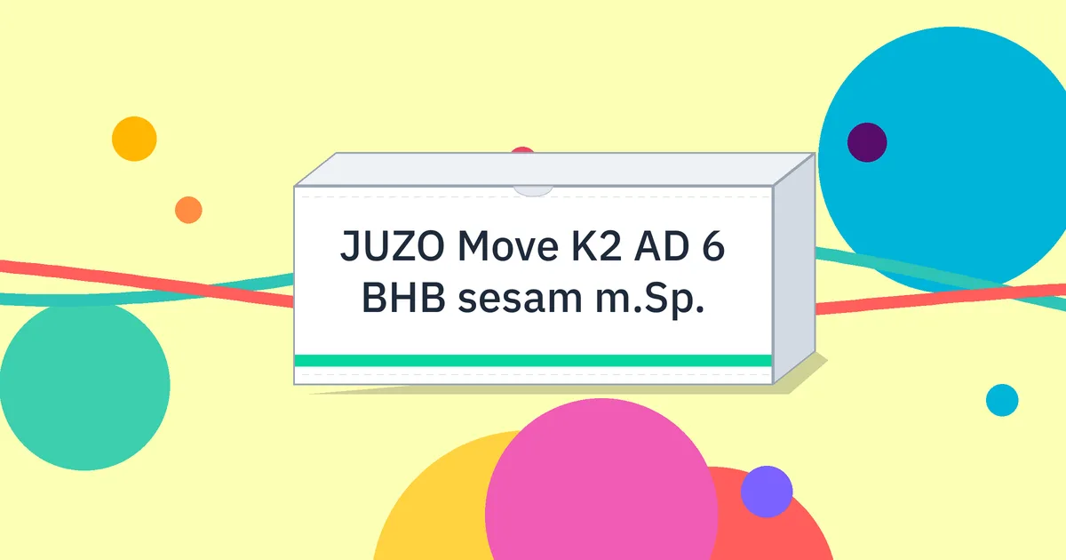 Symbolbild: Packung mit der Aufschrift JUZO Move K2 AD 6 BHB sesam m.Sp. (PZN 18507691) – Verfügbarkeit und Bezug in Apotheken in Frankfurt am Main