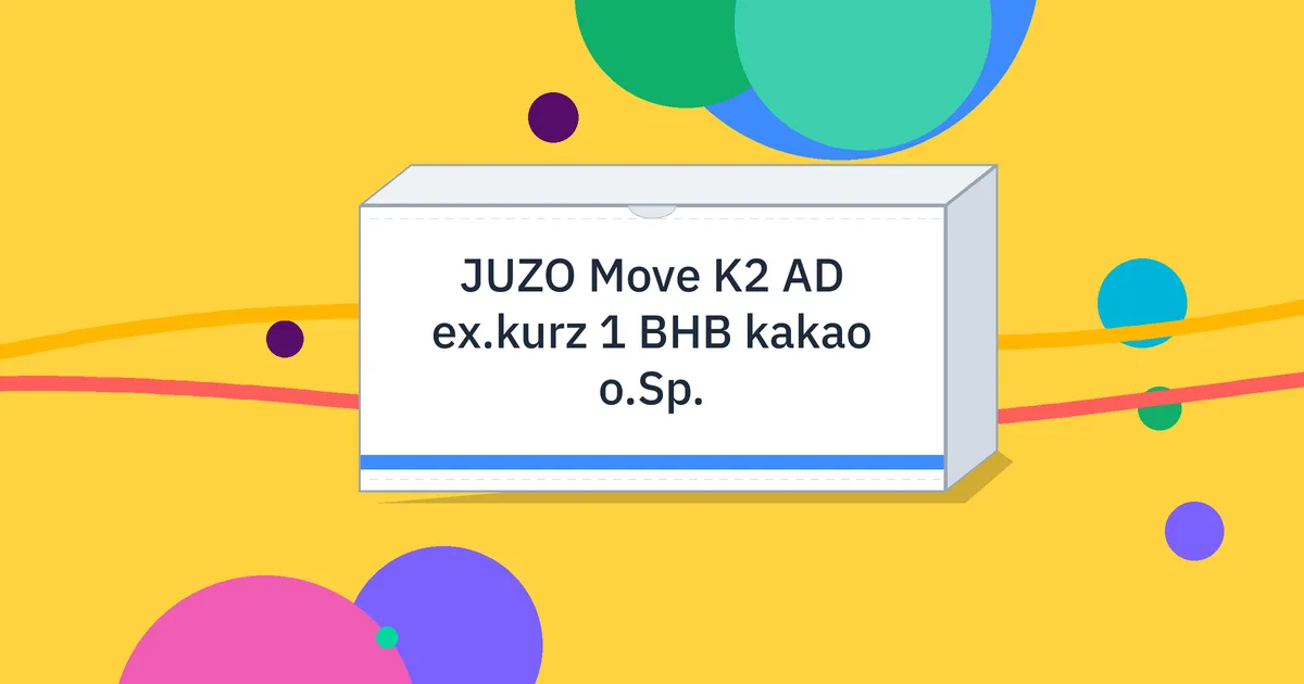 Symbolbild: Packung mit der Aufschrift JUZO Move K2 AD ex.kurz 1 BHB kakao o.Sp. (PZN 18542693) – Verfügbarkeit und Bezug in Apotheken in Frankfurt am Main