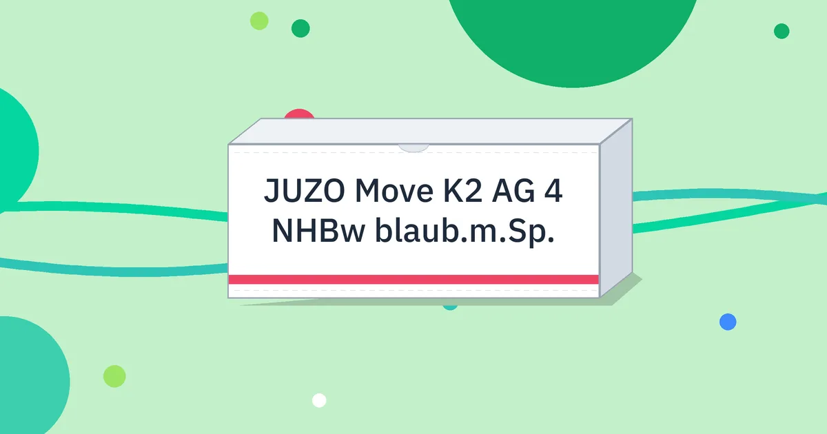 Symbolbild: Packung mit der Aufschrift JUZO Move K2 AG 4 NHBw blaub.m.Sp. (PZN 18554673) – Verfügbarkeit und Bezug in Apotheken in Frankfurt am Main