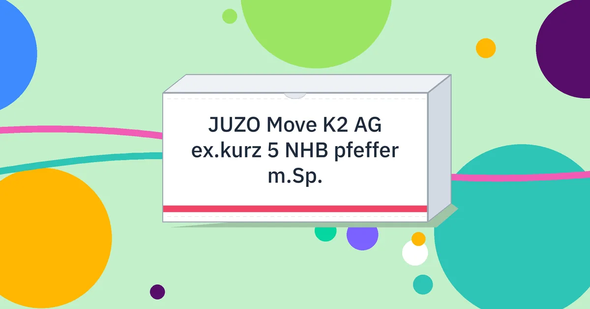 Symbolbild: Packung mit der Aufschrift JUZO Move K2 AG ex.kurz 5 NHB pfeffer m.Sp. (PZN 16637260) – Verfügbarkeit und Bezug in Apotheken in Frankfurt am Main