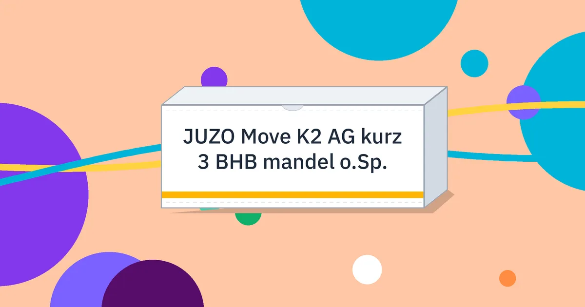 Symbolbild: Packung mit der Aufschrift JUZO Move K2 AG kurz 3 BHB mandel o.Sp. (PZN 16639394) – Verfügbarkeit und Bezug in Apotheken in Frankfurt am Main