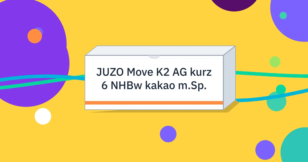 Symbolbild: Packung mit der Aufschrift JUZO Move K2 AG kurz 6 NHBw kakao m.Sp. (PZN 18558820) – Verfügbarkeit und Bezug in Apotheken in Frankfurt am Main
