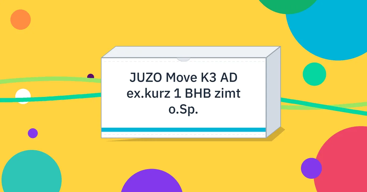 Symbolbild: Packung mit der Aufschrift JUZO Move K3 AD ex.kurz 1 BHB zimt o.Sp. (PZN 18570301) – Verfügbarkeit und Bezug in Apotheken in Frankfurt am Main