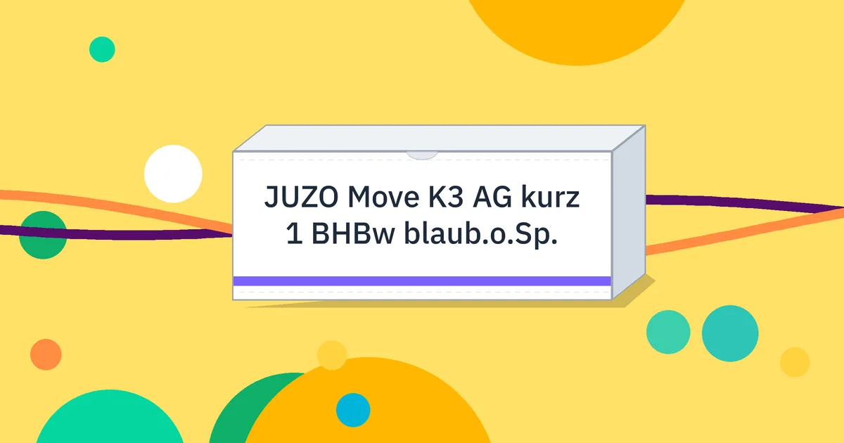 Symbolbild: Packung mit der Aufschrift JUZO Move K3 AG kurz 1 BHBw blaub.o.Sp. (PZN 18593615) – Verfügbarkeit und Bezug in Apotheken in Frankfurt am Main