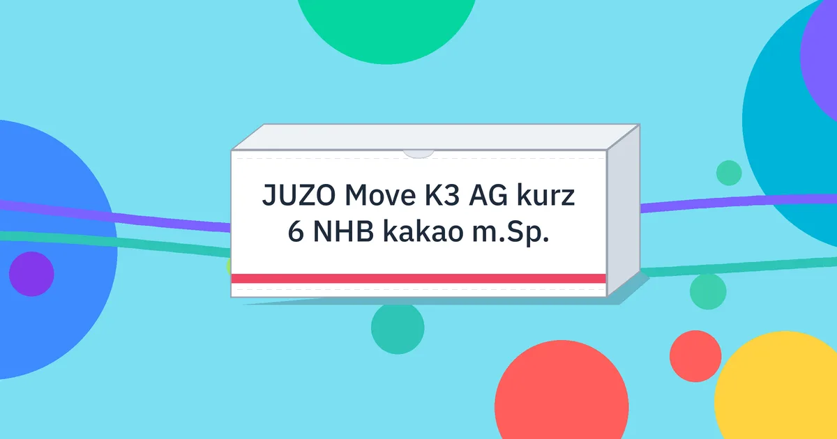 Symbolbild: Packung mit der Aufschrift JUZO Move K3 AG kurz 6 NHB kakao m.Sp. (PZN 18591148) – Verfügbarkeit und Bezug in Apotheken in Frankfurt am Main