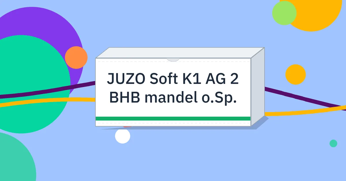Symbolbild: Packung mit der Aufschrift JUZO Soft K1 AG 2 BHB mandel o.Sp. (PZN 14821692) – Verfügbarkeit und Bezug in Apotheken in Frankfurt am Main