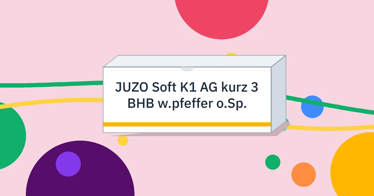 Symbolbild: Packung mit der Aufschrift JUZO Soft K1 AG kurz 3 BHB w.pfeffer o.Sp. (PZN 14838586) – Verfügbarkeit und Bezug in Apotheken in Frankfurt am Main