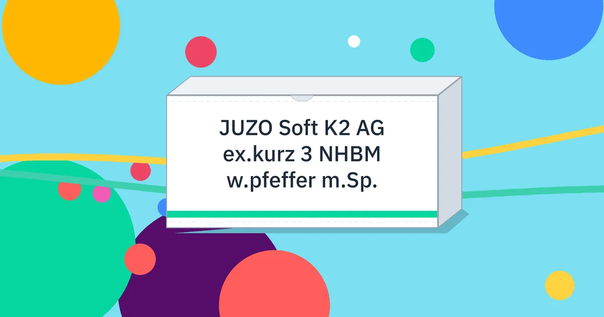 Symbolbild: Packung mit der Aufschrift JUZO Soft K2 AG ex.kurz 3 NHBM w.pfeffer m.Sp. (PZN 15022119) – Verfügbarkeit und Bezug in Apotheken in Frankfurt am Main