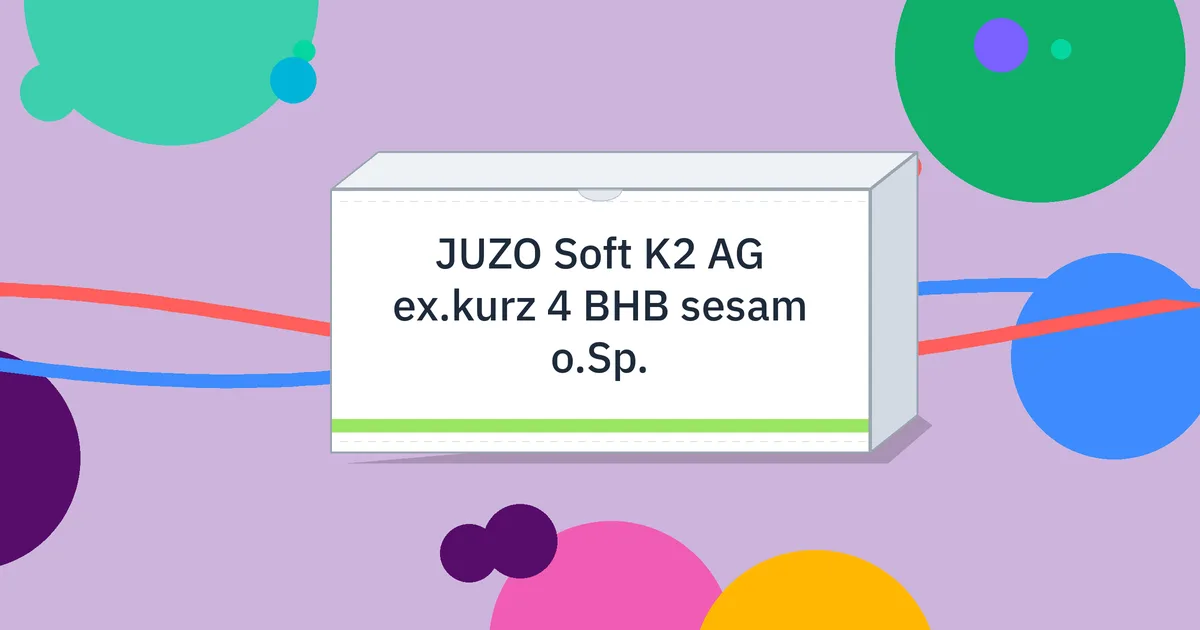 Symbolbild: Packung mit der Aufschrift JUZO Soft K2 AG ex.kurz 4 BHB sesam o.Sp. (PZN 14828151) – Verfügbarkeit und Bezug in Apotheken in Frankfurt am Main
