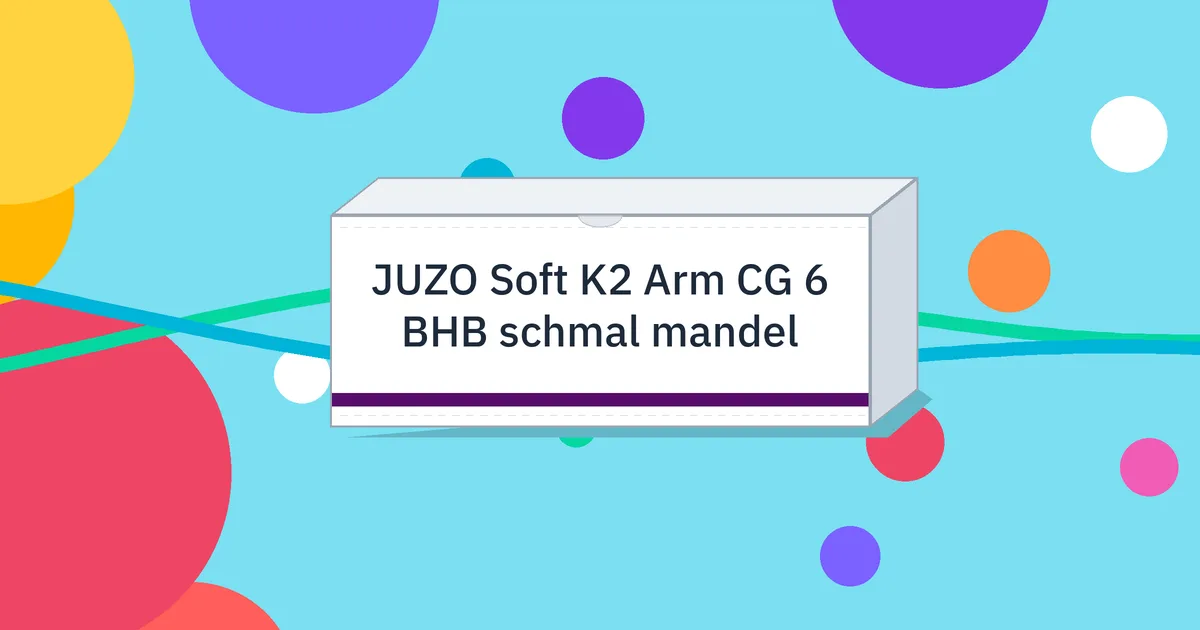 Symbolbild: Packung mit der Aufschrift JUZO Soft K2 Arm CG 6 BHB schmal mandel (PZN 15511663) – Verfügbarkeit und Bezug in Apotheken in Frankfurt am Main