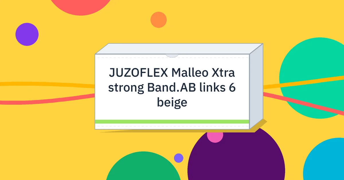 Symbolbild: Packung mit der Aufschrift JUZOFLEX Malleo Xtra strong Band.AB links 6 beige (PZN 16634853) – Verfügbarkeit und Bezug in Apotheken in Frankfurt am Main