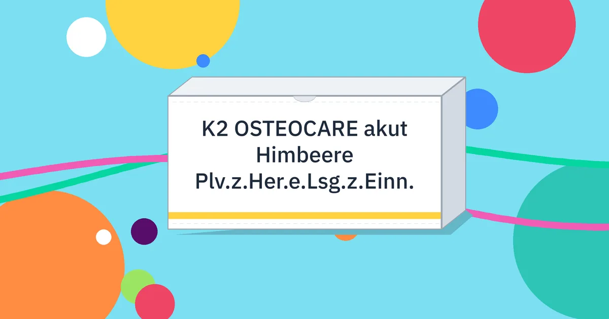 Symbolbild: Packung mit der Aufschrift K2 OSTEOCARE akut Himbeere Plv.z.Her.e.Lsg.z.Einn. (PZN 17390896) – Verfügbarkeit und Bezug in Apotheken in Frankfurt am Main